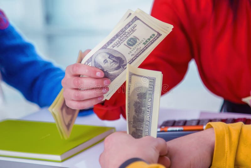 Business, Money and Teamwork Concept. Humorous Image of Workers ...