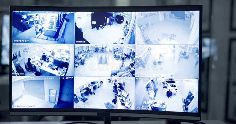 Business, Monitor and Security with Screen, Computer and Software ...