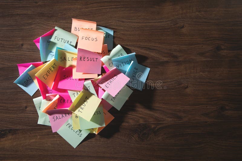 Business and Motivational Words on Sticky Notes Stock Photo - Image of ...