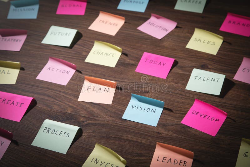 Business and Motivational Words on Sticky Notes Stock Image - Image of ...