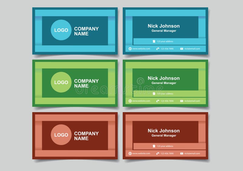 Business Name Card with 3D Frame Design Mockup Set Vector Illustration ...