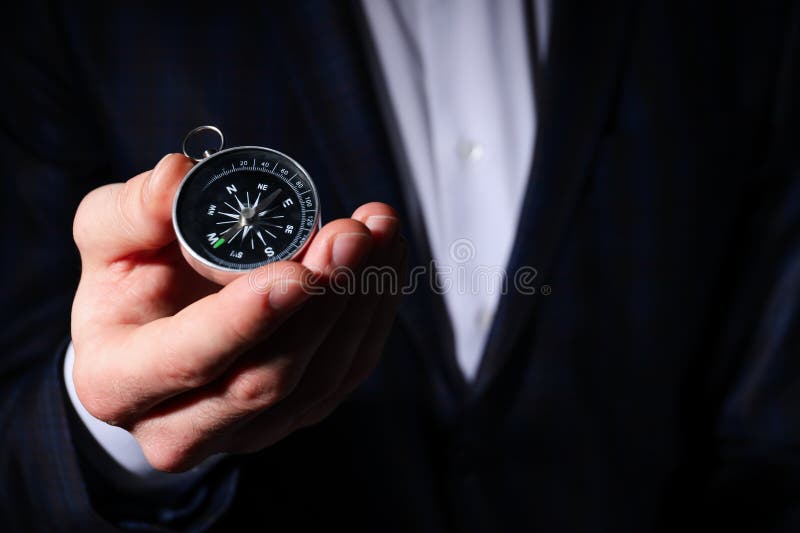 Business Navigate Concept with Compass in Businessman Hand Stock Image ...
