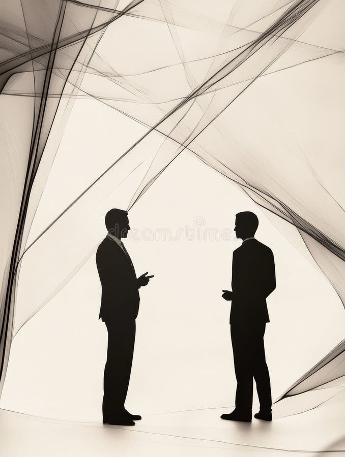 Business Negotiation Two Silhouetted Individuals Creative Setting ...