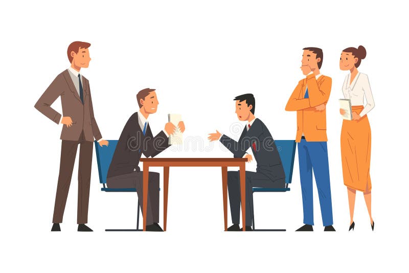 Business Negotiations, Busines Partners Sitting at Table and Discussing ...