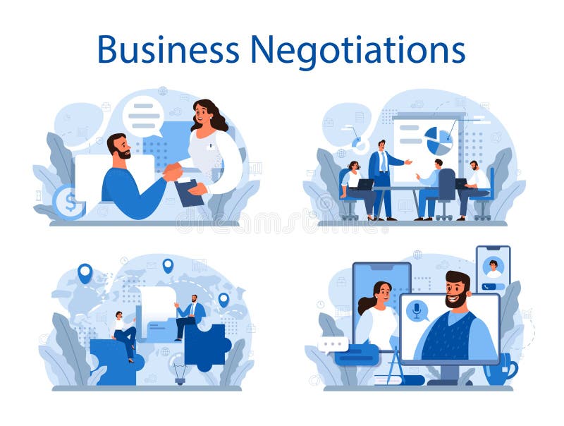 Business Negotiations Concept Set. Business Planning and Development ...