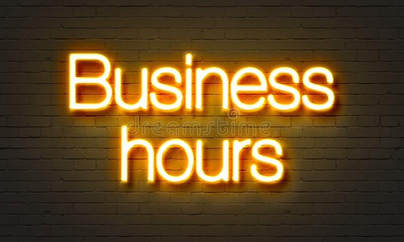 Business Neon Sign On Brick Wall Background. Stock Image - Image of ...