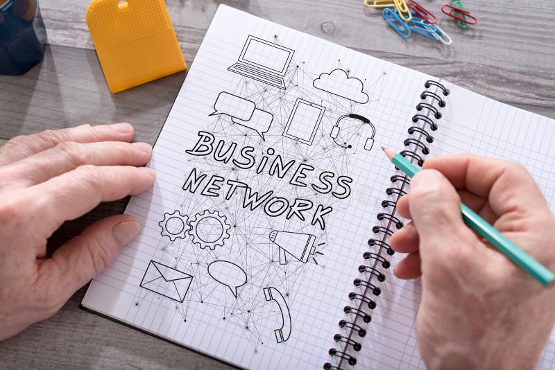 Business Network Concept on a Notepad Stock Image - Image of connect ...