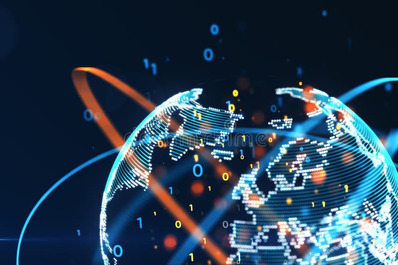 Business Network Concept and Satellite Communication Technology Concept ...