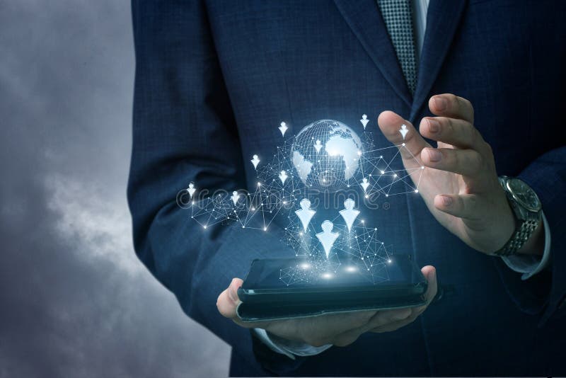 Business Network in Mobile Phone . Stock Image - Image of businessman ...