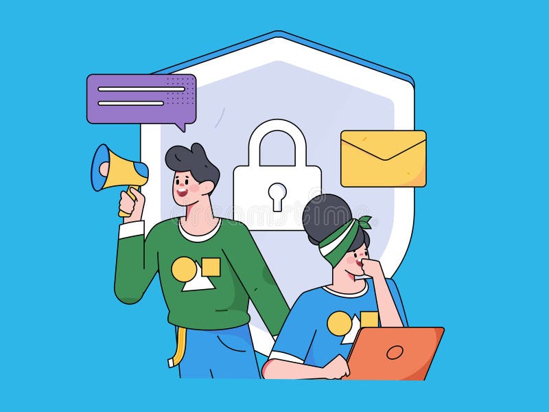 Business Network Security Character Flat Vector Concept Operation Hand ...