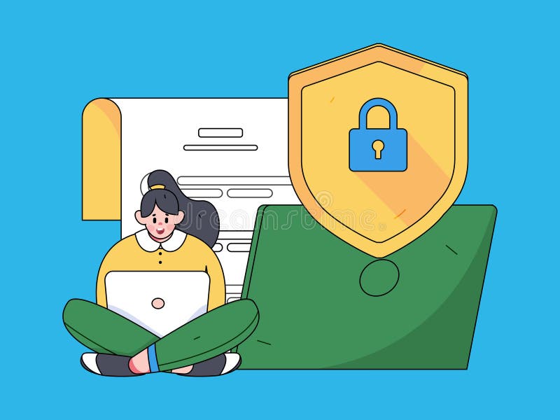 Business Network Security Character Flat Vector Concept Operation Hand Drawn Illustration Stock ...