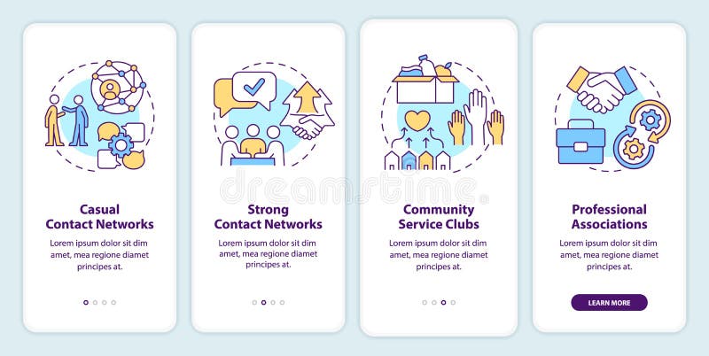 Business Networking Groups Onboarding Mobile App Screen Stock Vector ...