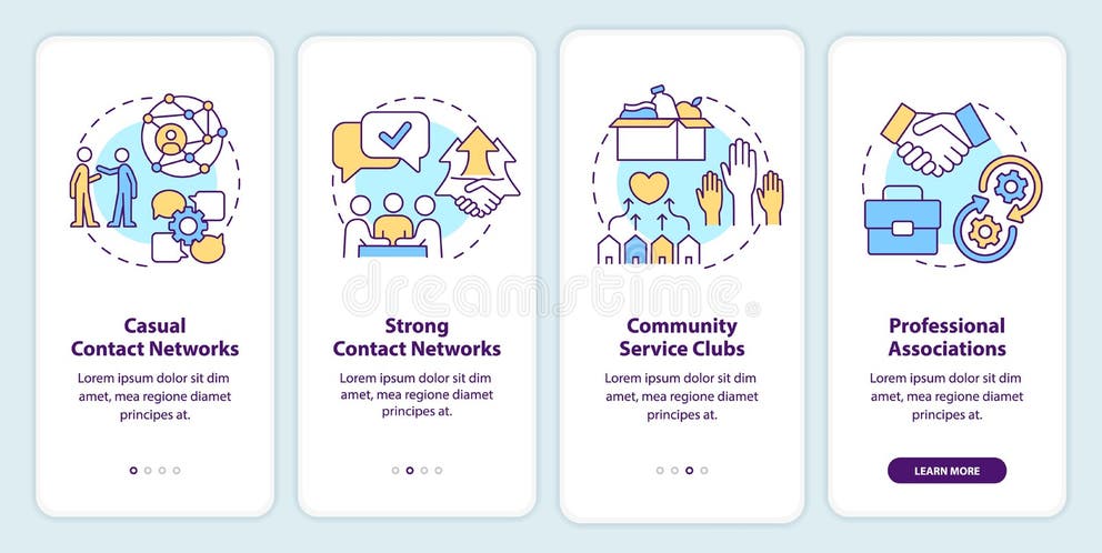 Business Networking Groups Onboarding Mobile App Screen Stock Vector ...