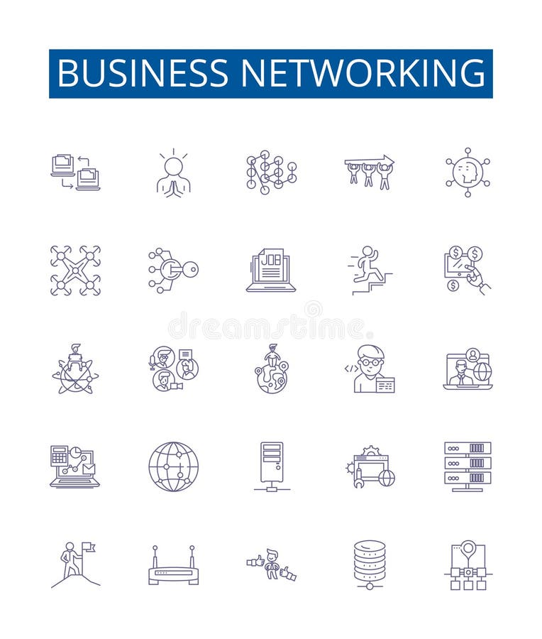 Business Networking Line Icons Signs Set. Design Collection of ... Business Networking Line Icons Signs Set. Design Collection of ...