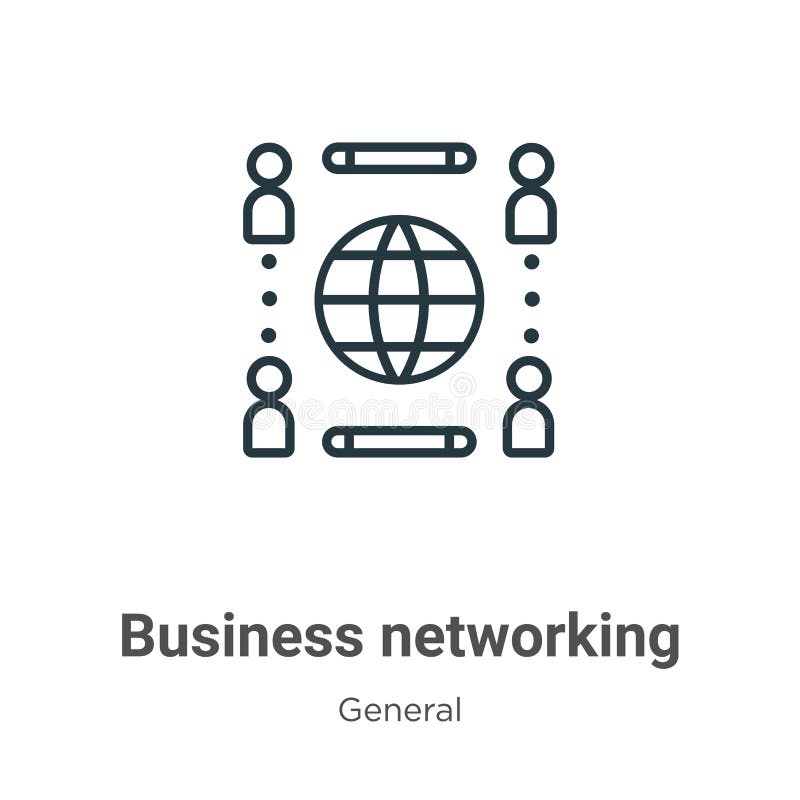 Business Networking Outline Vector Icon. Thin Line Black Business ...