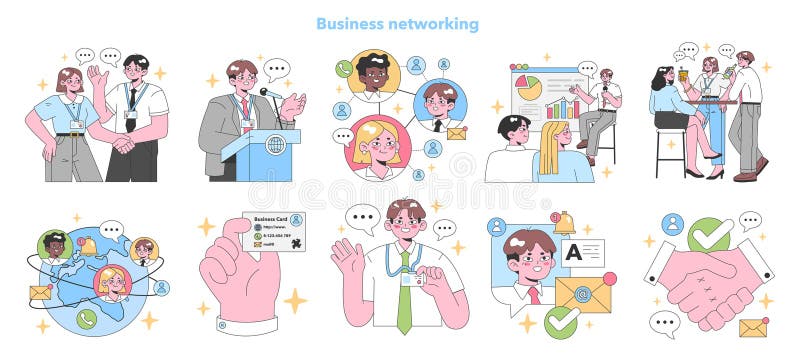 Business Networking Set. Flat Vector Illustration Stock Vector ...