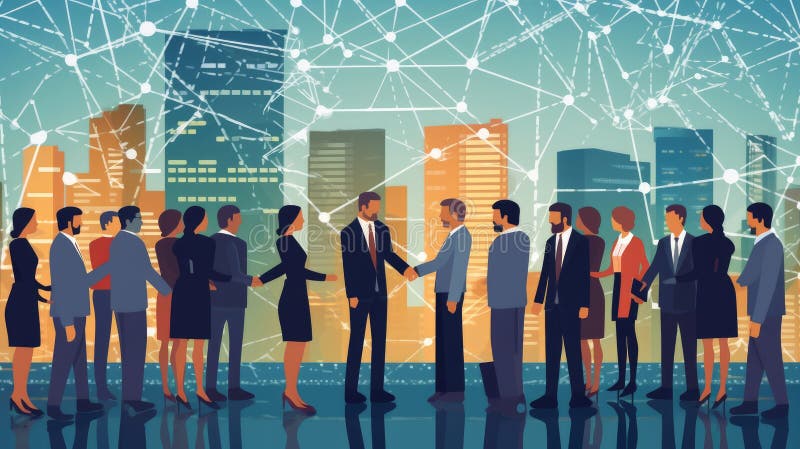 Business Networking, Such As Exchanging Business Cards or Shaking Hands ...