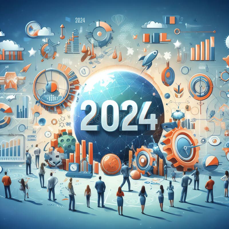 Business 2024 New Year Target Audience Concept Stock Illustration ...