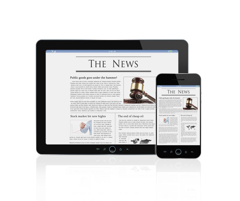 News Online Concept. Tablet Pc and Newspaper Stock Illustration ...