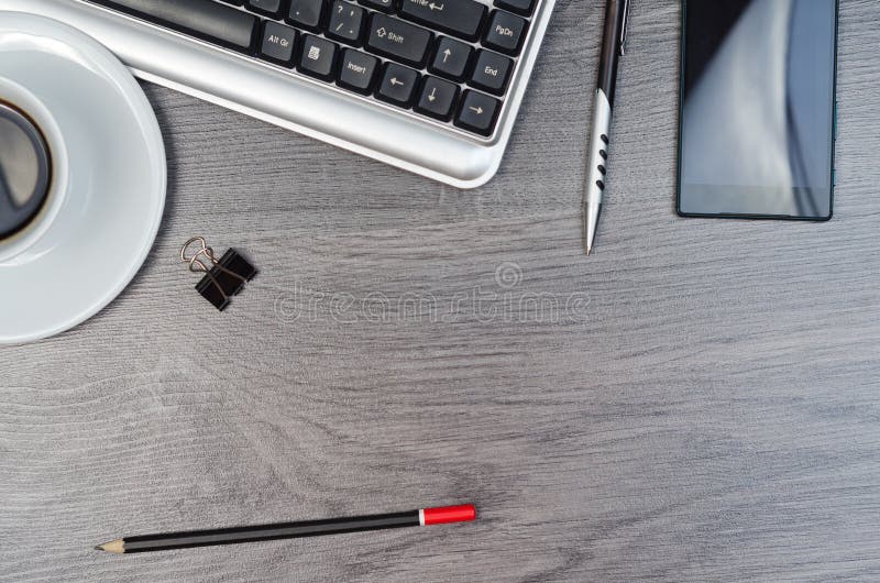 Business Objects on a Wood Desk. Stock Photo - Image of clip ...