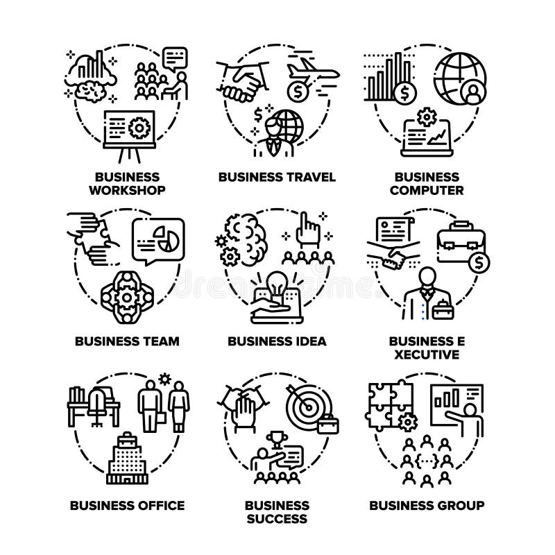 Business Occupation Set Vector Black Illustration Stock Vector ...