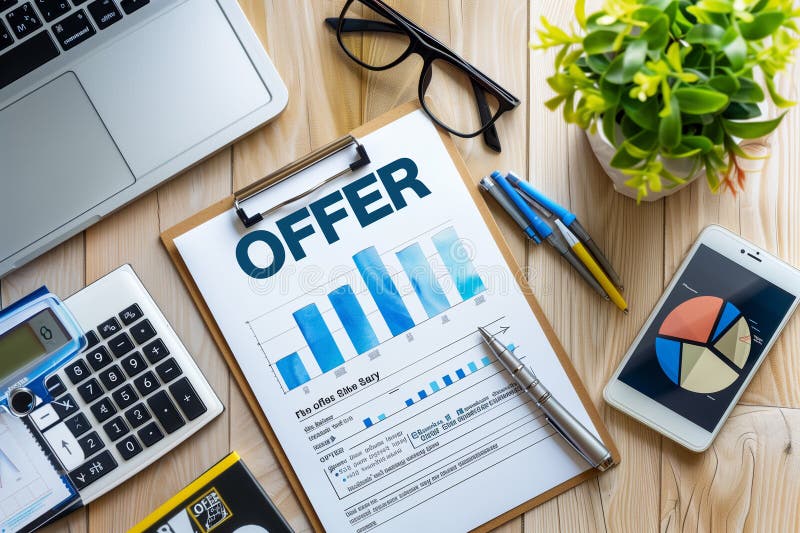 Business Offer Analysis with Bar Graph and Pie Chart Stock Photo ...
