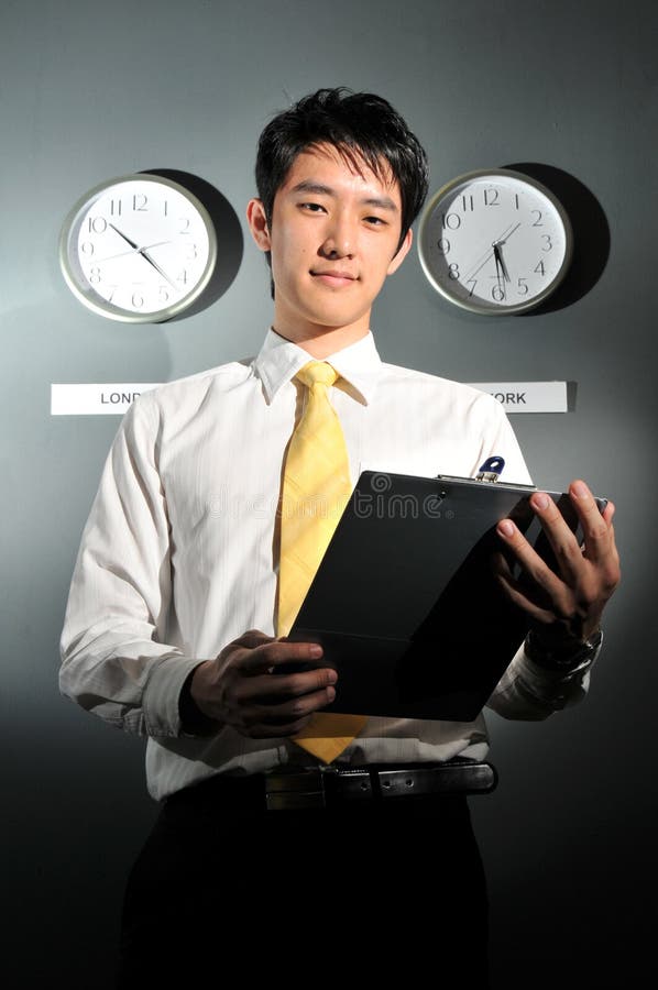 Business Office with Clock 140 Stock Image - Image of economy, paper ...