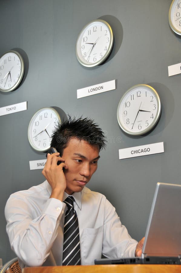 Business Office with Clocks 81 Stock Photo - Image of office, minute ...