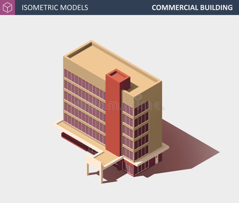 Business Office or Commercial Building - Vector Isometric Illustration ...