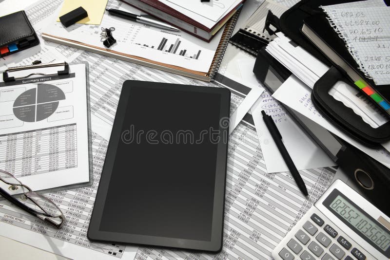 Business Office Desk Closeup - Financial Reports, Analysis and ...