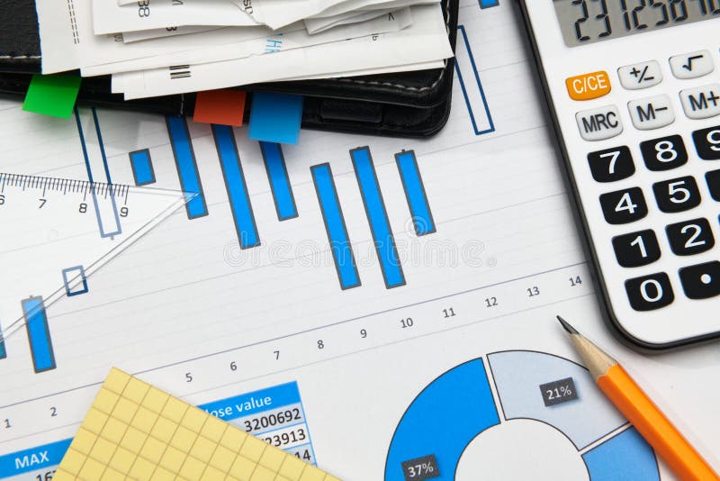 Business Office Desk Closeup - Financial Reports, Analysis and ...