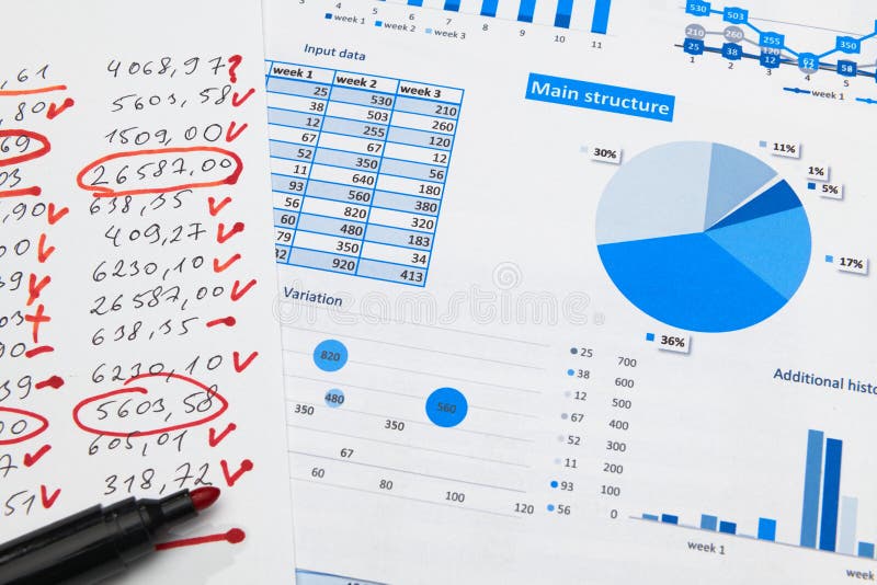 Business Office Desk Closeup - Financial Reports, Analysis and ...