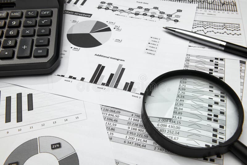 Business Office Desk Closeup - Financial Reports, Analysis and ...