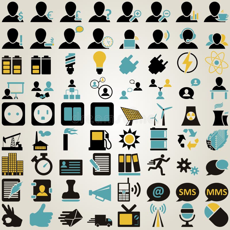 Business and Office Icon Set Stock Vector - Illustration of computer ...