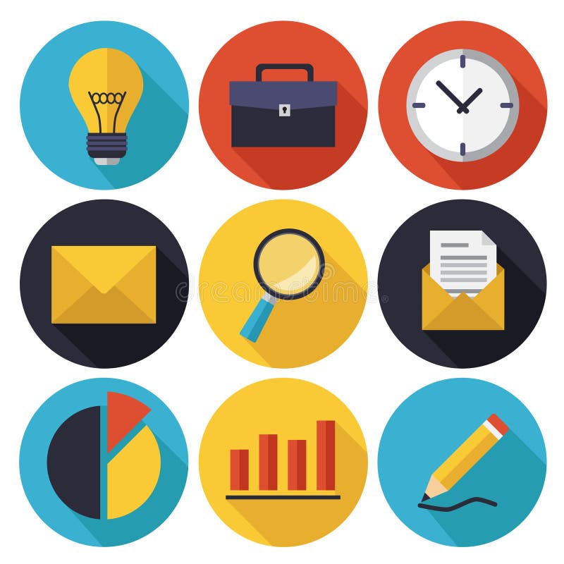 Business and Office Icons Set Stock Vector - Illustration of icons ...