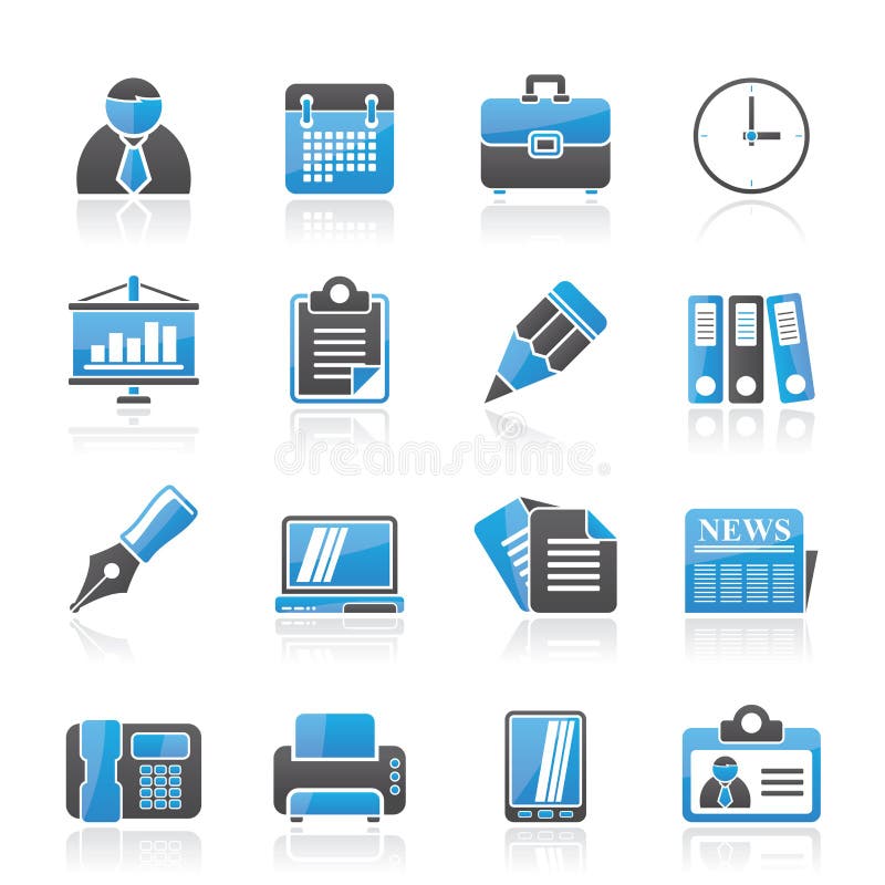 Office and Business Icons Blue Series Stock Vector - Illustration of ...