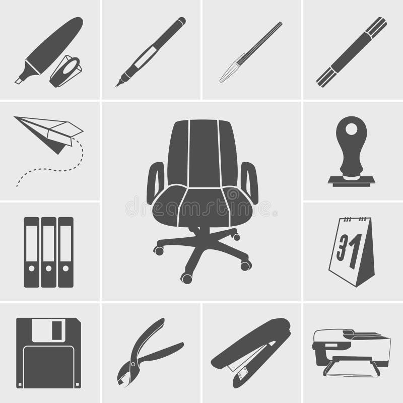 Office Things Icons Stock Illustrations – 665 Office Things Icons Stock ...