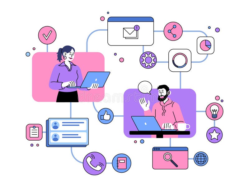 Business Office. Laptop Work Process. Workflow Task. Supervise Employee ...