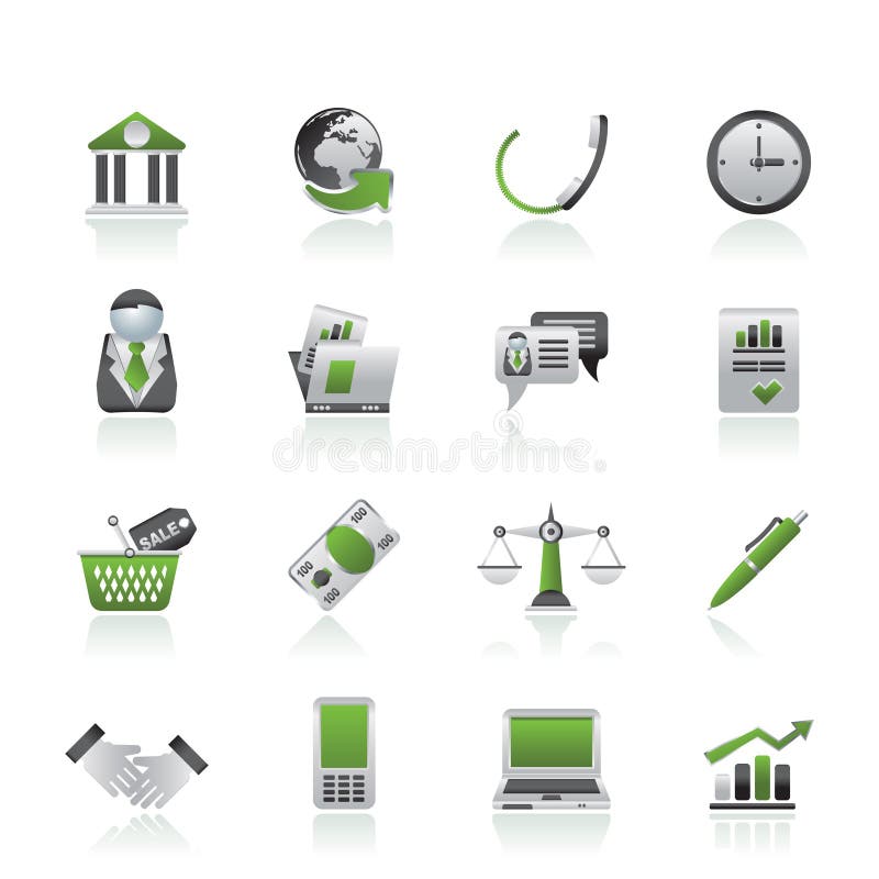 Business and Office Objects Icons Stock Vector - Illustration of menu ...