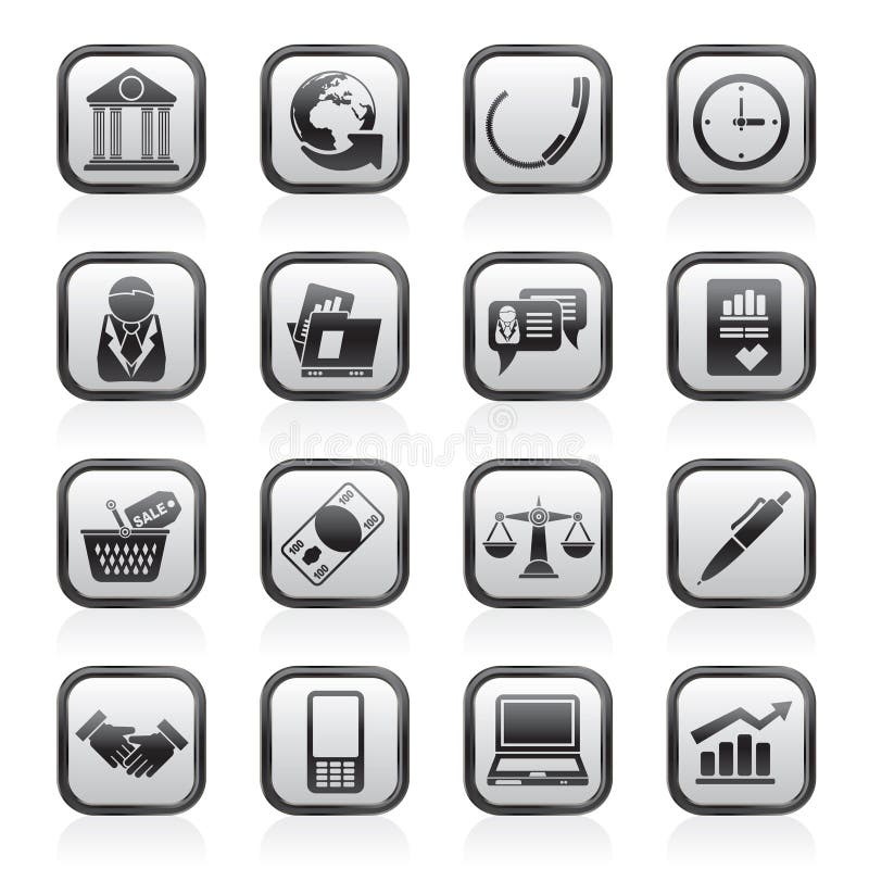 Business and Office Objects Icons Stock Vector - Illustration of button ...