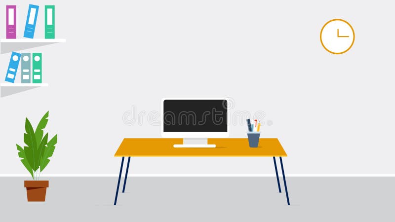 Classroom with Personal Computer and Desks Illustration Stock Vector ...