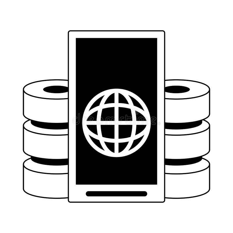 Business and Office Technology Symbols in Black and White Stock Vector ...