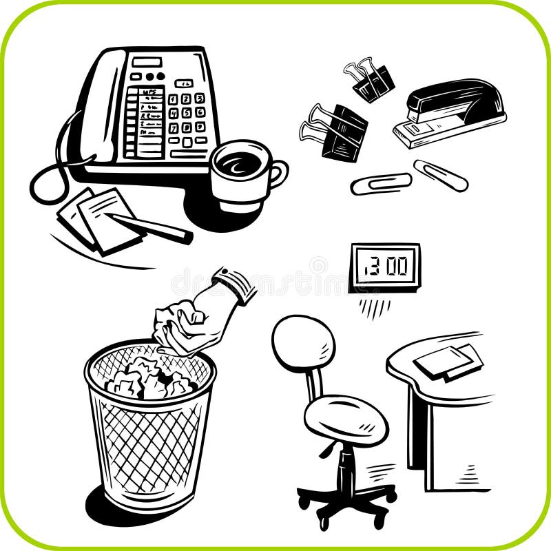 Business and Office. Vector Set. Stock Vector - Illustration of hand ...
