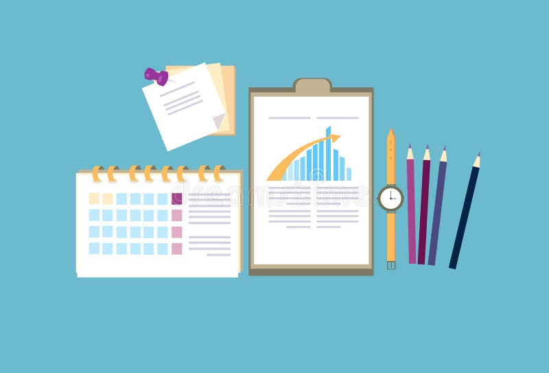 Business Office Workplace Desk,Top Angle Above View Stock Vector ...