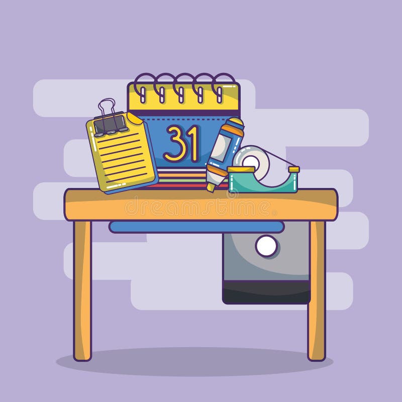 Business Office Workspace Supplies Cartoon Stock Vector - Illustration ...