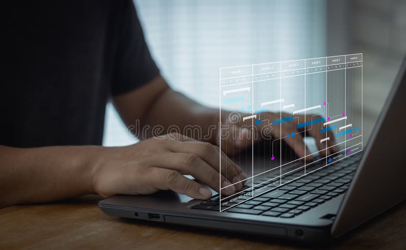 Business Online Schedule on Virtual Screen of Computer. Project ...