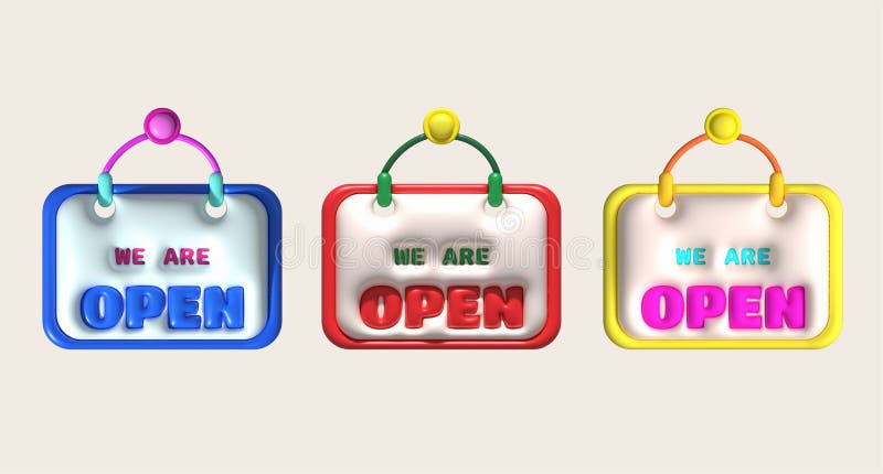 Business we are Open Icon Shop E-commerce Illustration 3d Stock ...
