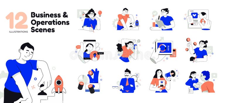 12 Business and Operations Illustrations Stock Vector - Illustration of ...