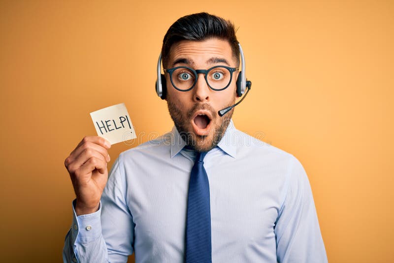Business Operator Man with Customer Service Headset from Call Center ...