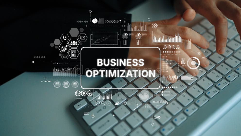 Business Optimization Concept with Keyboard and Data Visualization ...